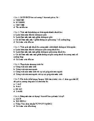 30 Câu hỏi trắc nghiệm môn Nhập môn điện toán