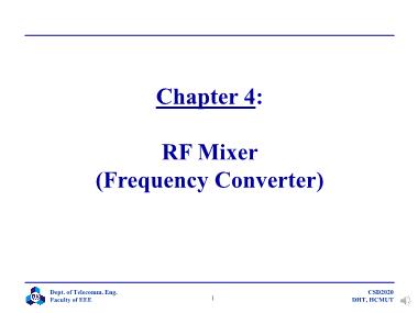 Bài giảng Mạch điện tử thông tin - Chapter 4: RF Mixer (Frequency ...