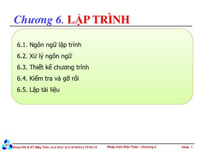Bài giảng Nhập môn điện toán - Chương 6: Lập trình