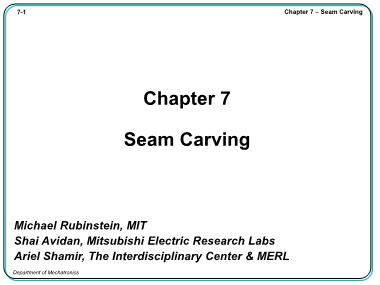 Bài giảng Nhập môn thị giác máy tính - Chapter 7: Seam carving - Lê Thanh Hải