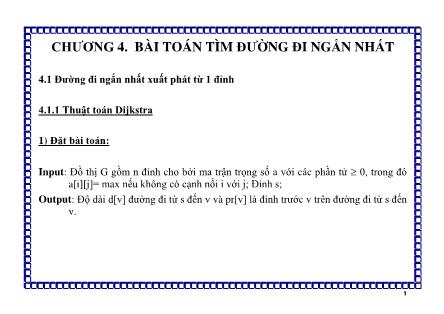 Bài giảng Toán rời rạc 2 - Chương 4: Bài toán tìm đường đi ngắn nhất