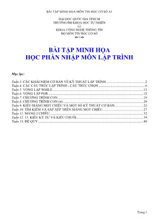 Bài tập minh họa học phần Nhập môn lập trình