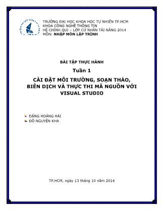 Bài tập thực hành môn Nhập môn lập trình - Tuần 1: Cài đặt môi trường ...