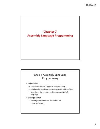Bài giảng Microprocessing Systems - Chapter 7: Assembly language ...