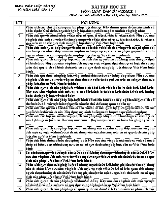 Bài tập học kỳ 2 môn Luật dân sự (Module 1) - Năm học 2017-2018