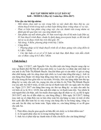 Bài tập nhóm môn Luật dân sự (Module 2) - Năm học 2016-2017